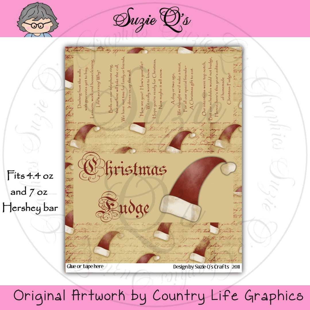Christmas Fudge Candy Bar Wrappers (set 1) in 2 Sizes - Digital ...