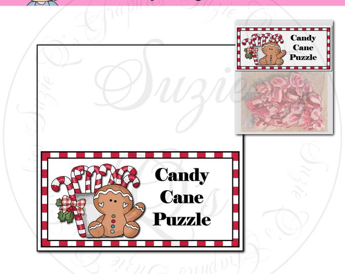 Printable Candy Cane Puzzle Gag Gift, Candy Cane Bag Toppers, Christmas ...
