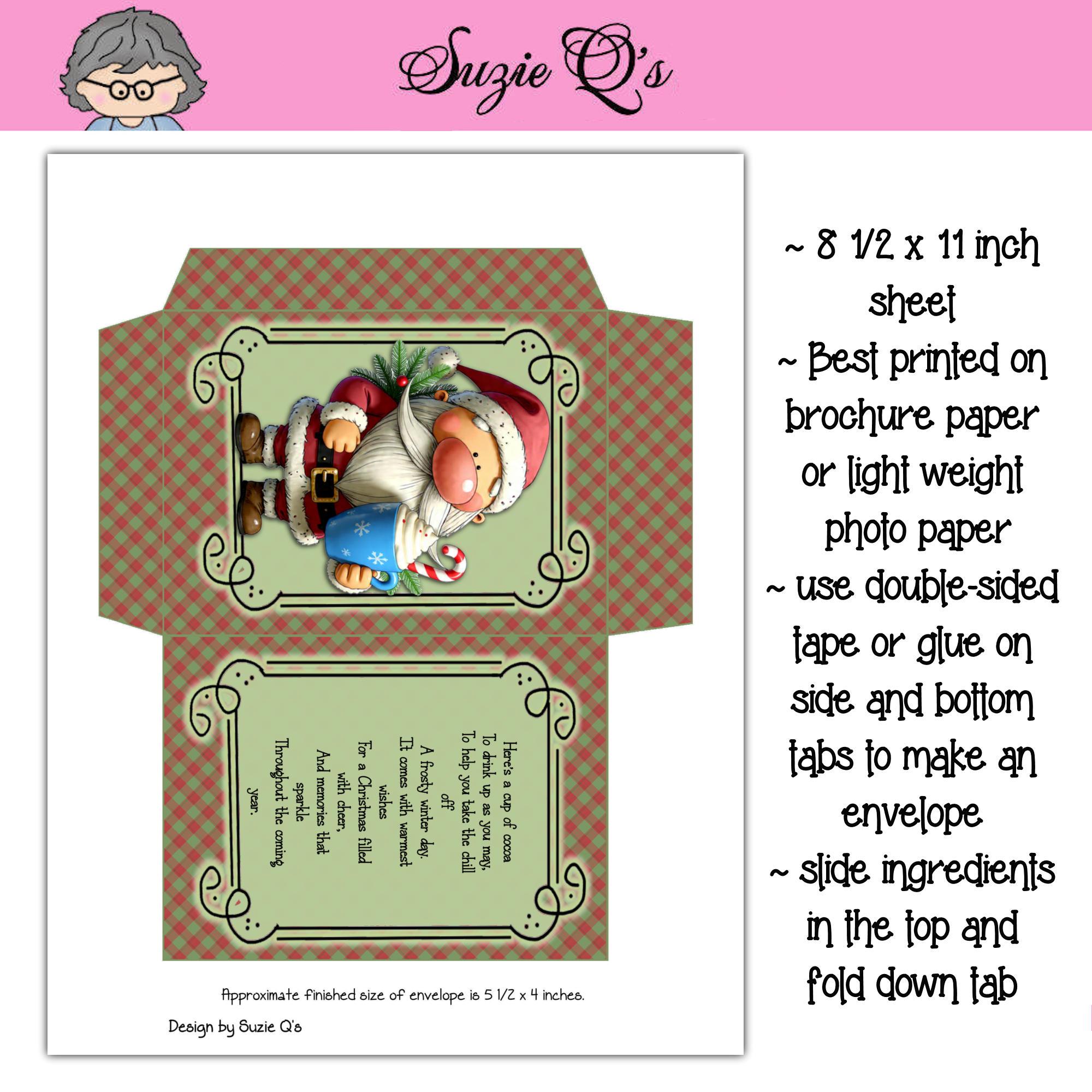 Silly Santa Cocoa Envelope - Digital Printable - Good Seller for Winter ...