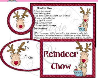 Reindeer Cookie Mix in a Jar Kit Labels, Tag and Recipe Digital ...