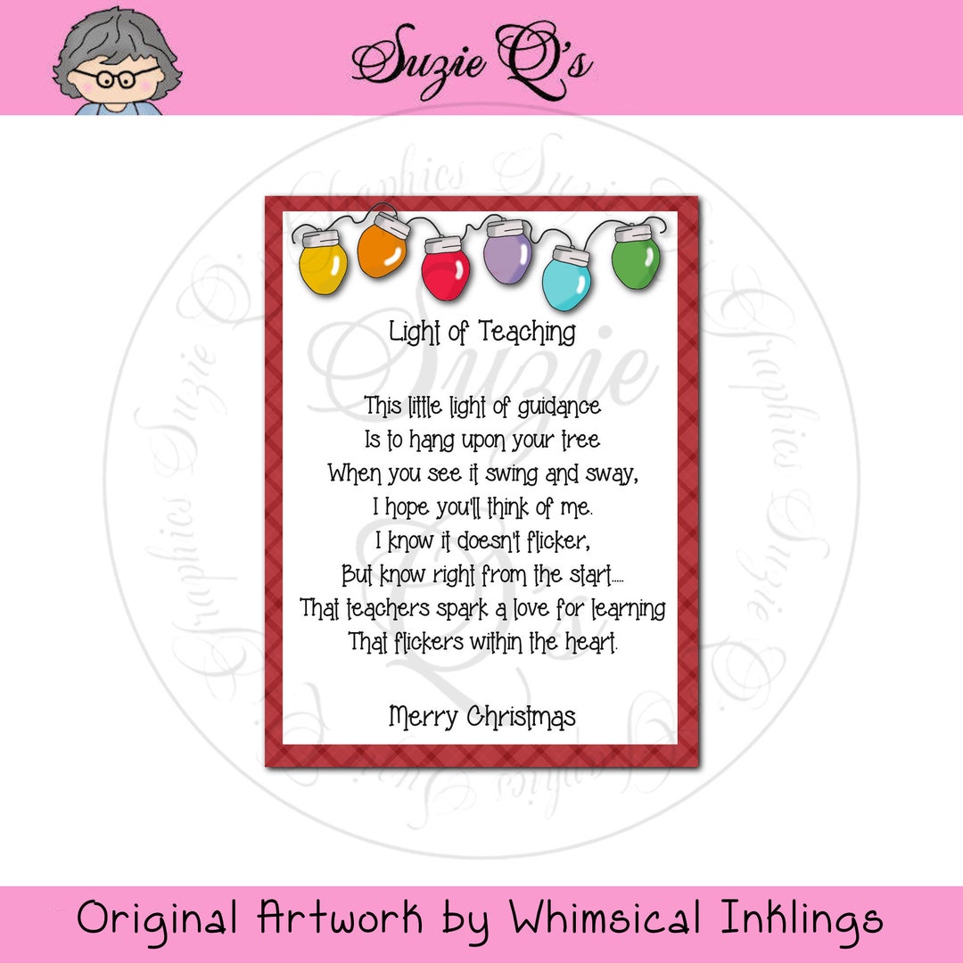 Light of Teaching Card/tag in 2 Sizes (poem Version 1) - CU Digital ...
