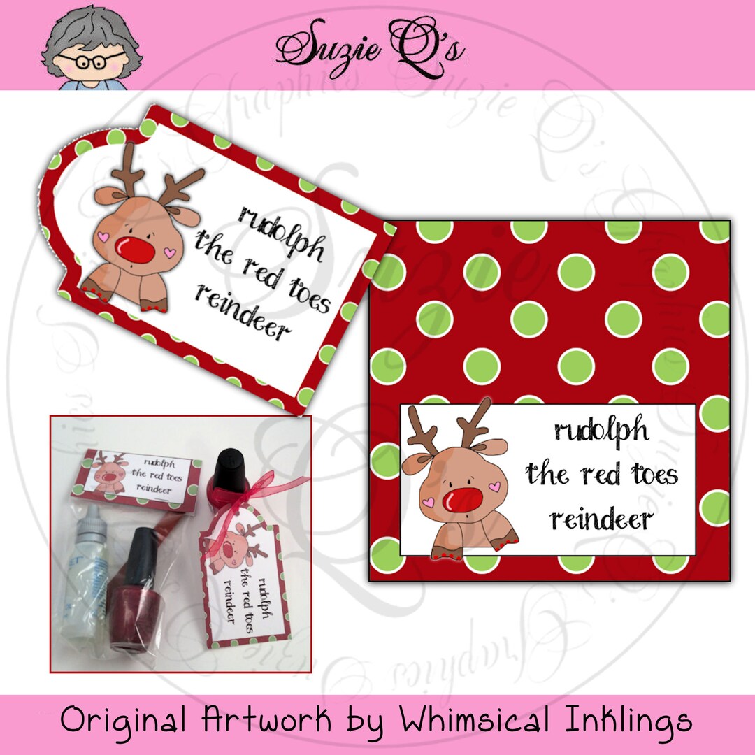 Rudolph the Red Toes Reindeer Bag Topper and Tag Set - Digital ...