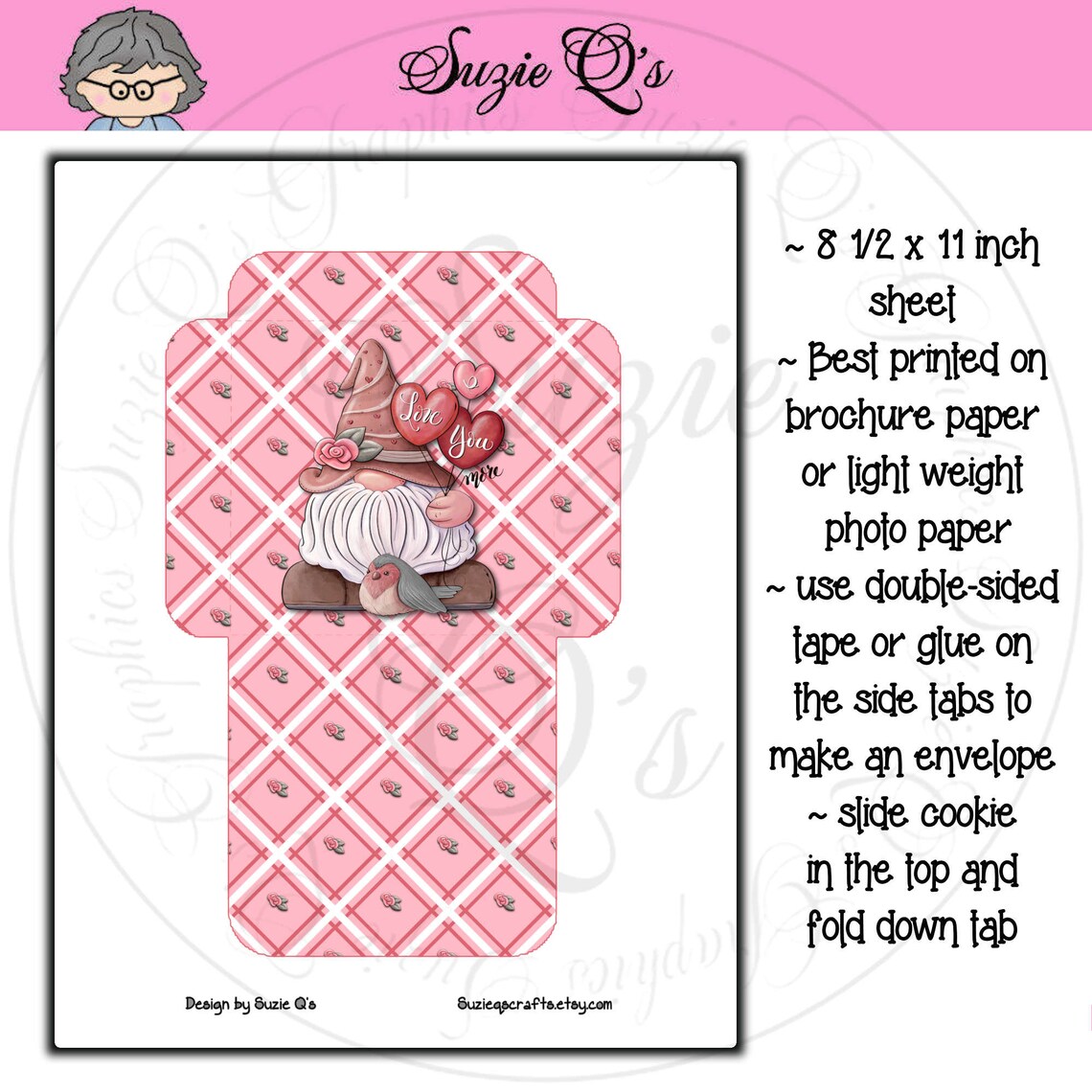 Valentine Gnome Cookie Envelope - Digital Printables - Immediate ...