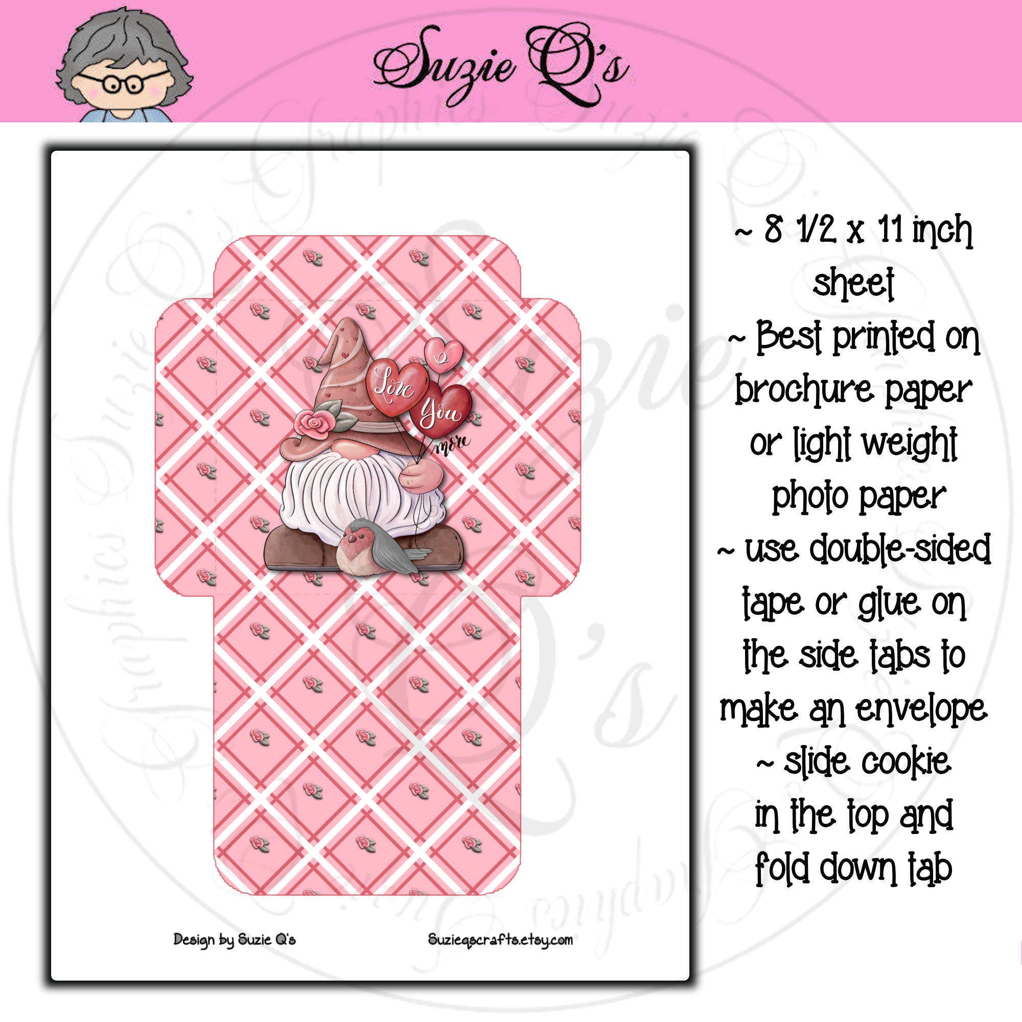 Valentine Gnome Cookie Envelope - Digital Printables - Immediate ...