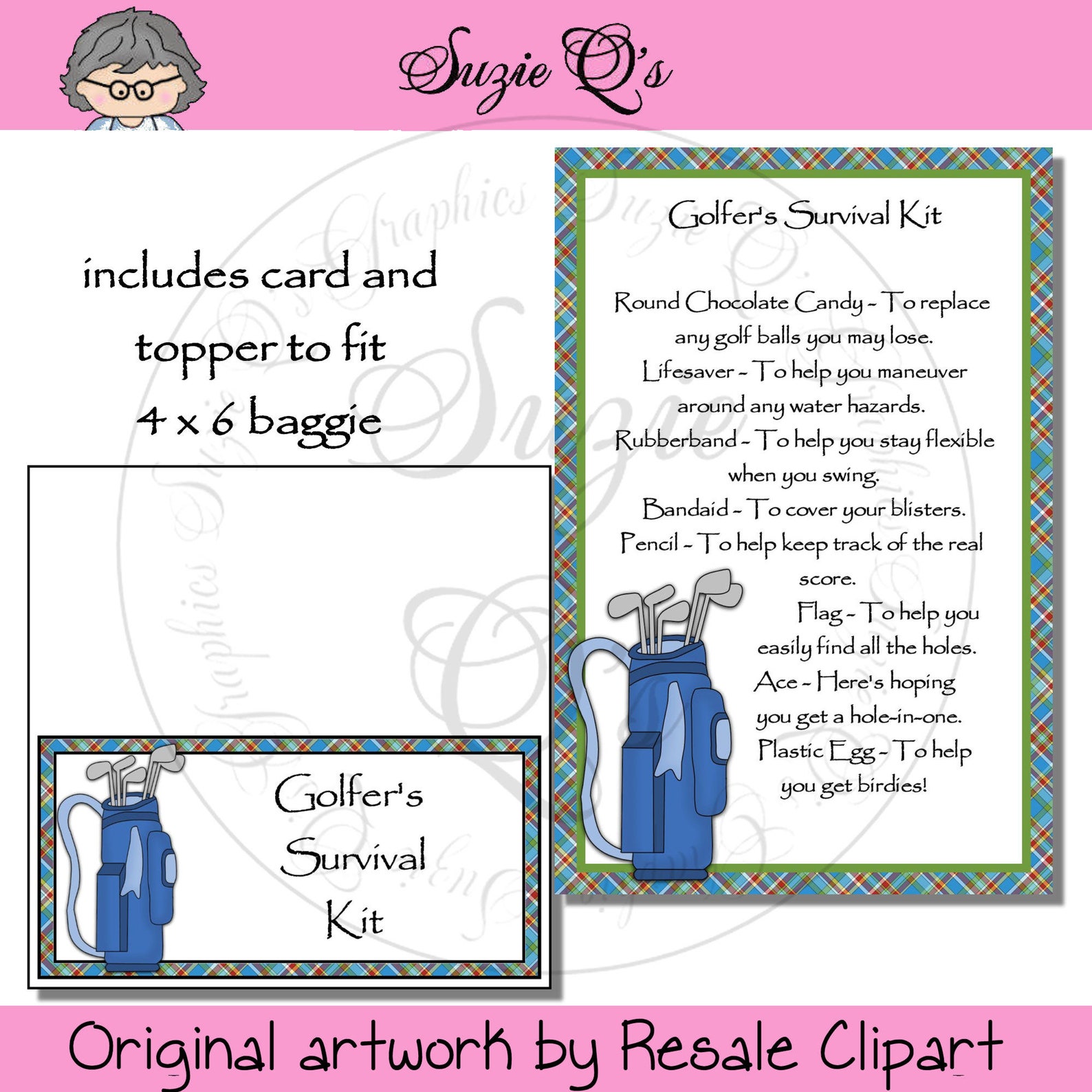 Golfer's Survival Kit Includes Topper and Card Digital - Etsy