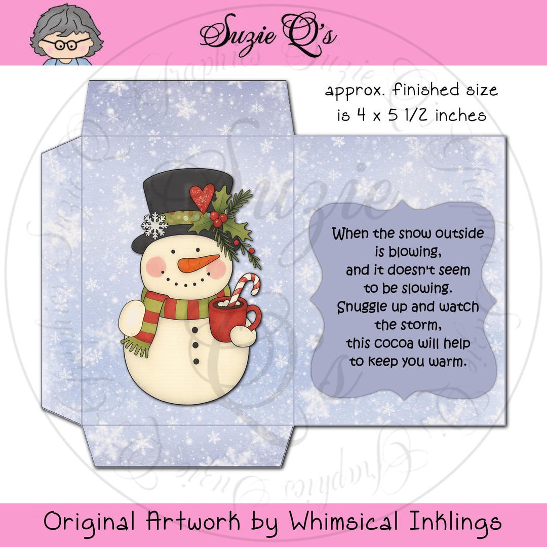 Winter Snowman Cocoa Envelope - Digital Printable - Good Seller for ...