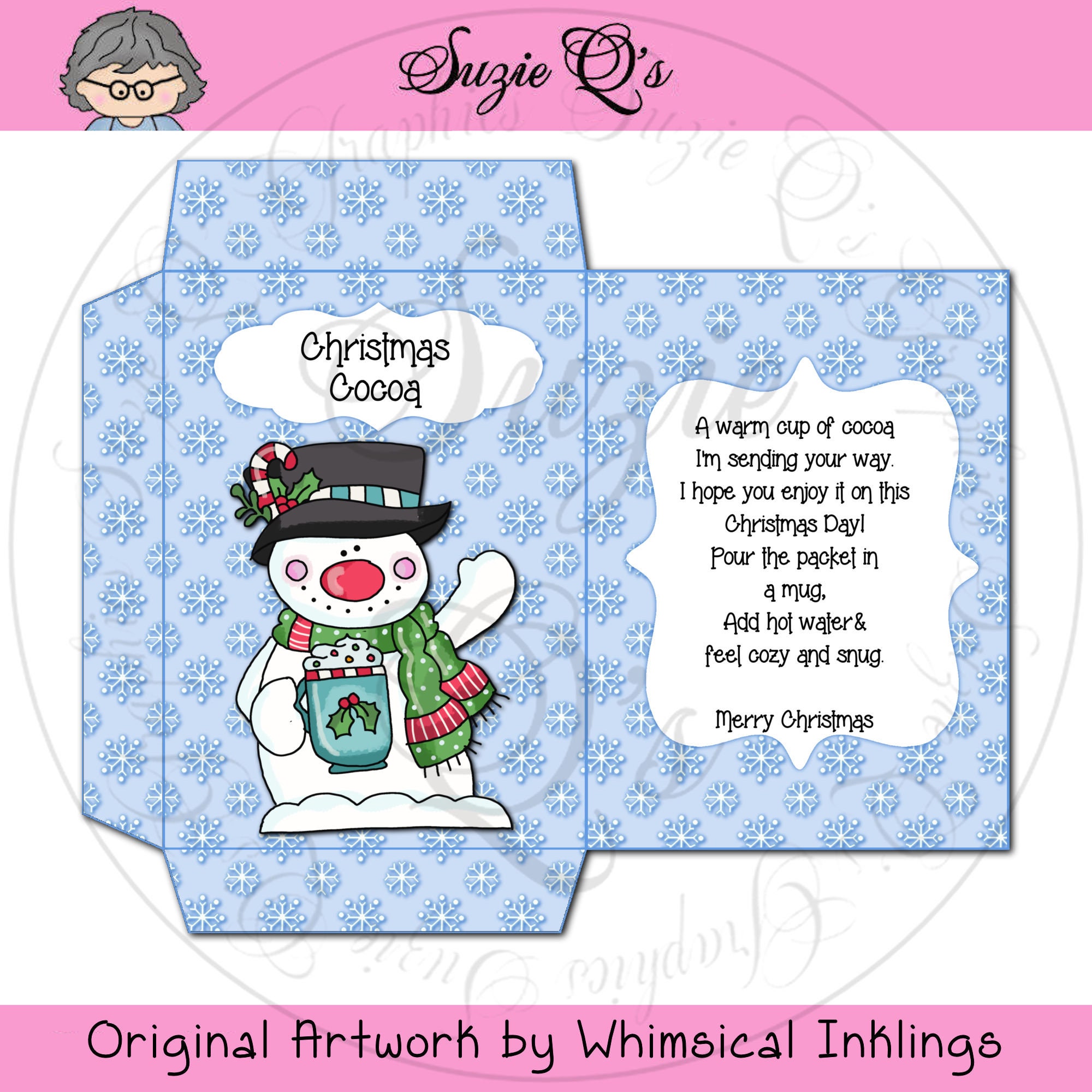 Christmas Cocoa Snowman Envelope Digital Printable Good Seller for ...