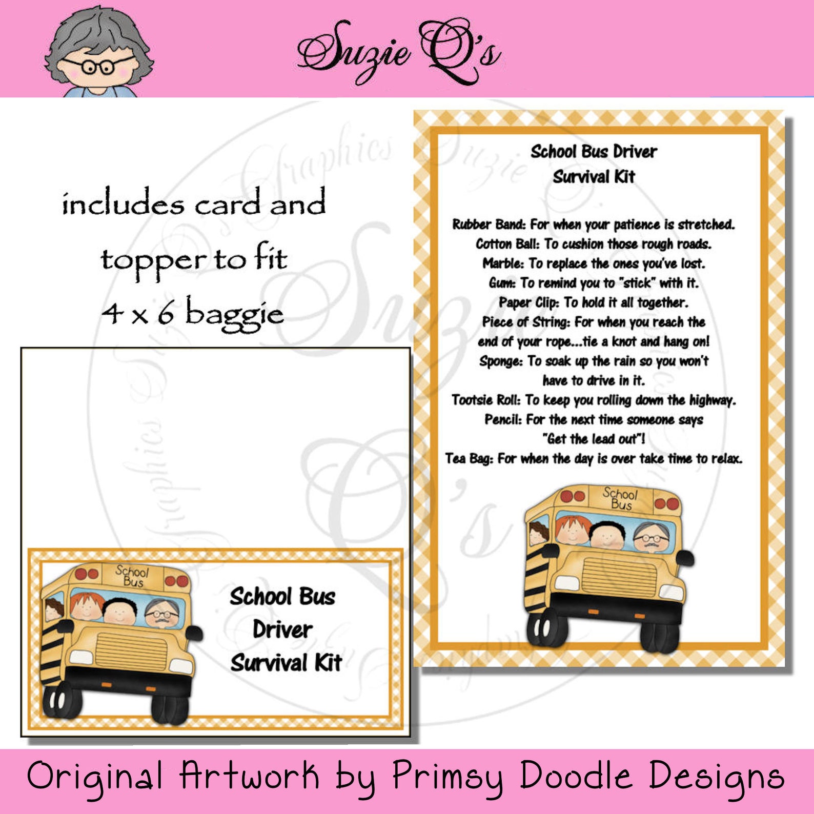 School Bus Driver Survival Kit Includes Topper and Card | Etsy Canada
