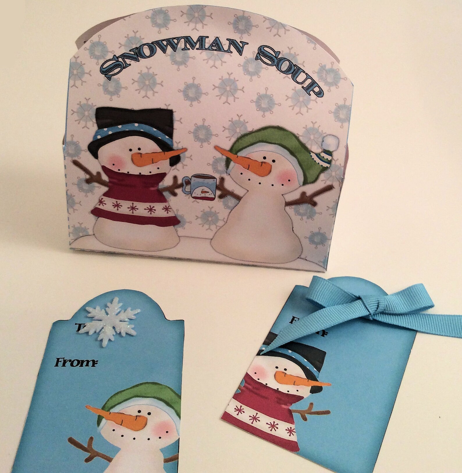 Snowman Soup Gift Box and Tags Holds Cocoa Marshmallows and - Etsy
