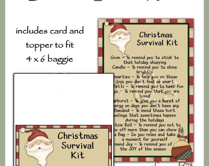 Christmas Survival Kit Includes Topper and Card - Digital Printable ...