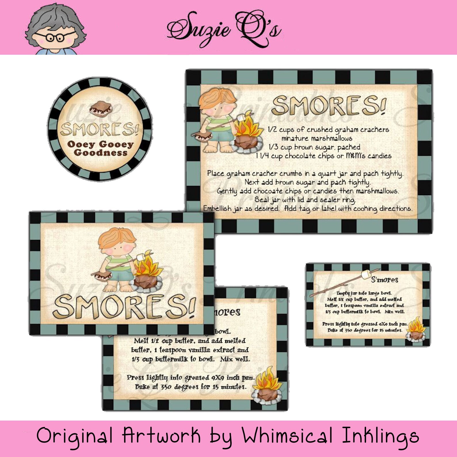 S'mores Mix in a Jar Labels Tag and Recipe Card | Etsy