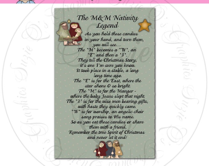 M&M Nativity Legend 4x6 Card Front Digital Printable Immediate Download ...