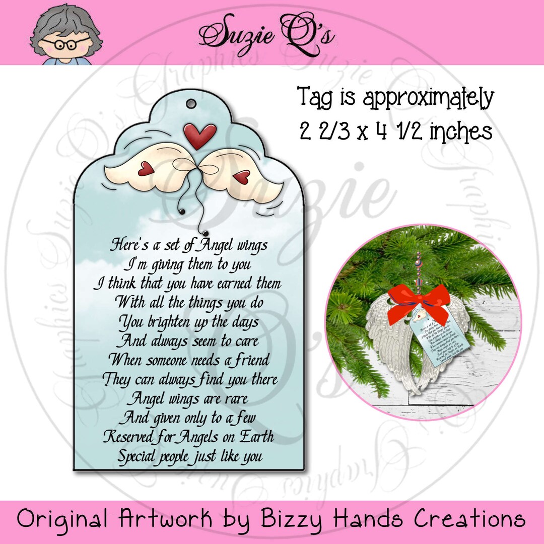 Angel Wing Tag - CU Digital Printable - Immediate Download - Etsy