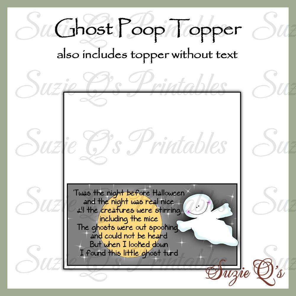 Ghost Poop Topper Digital Printable Immediate Download | Etsy