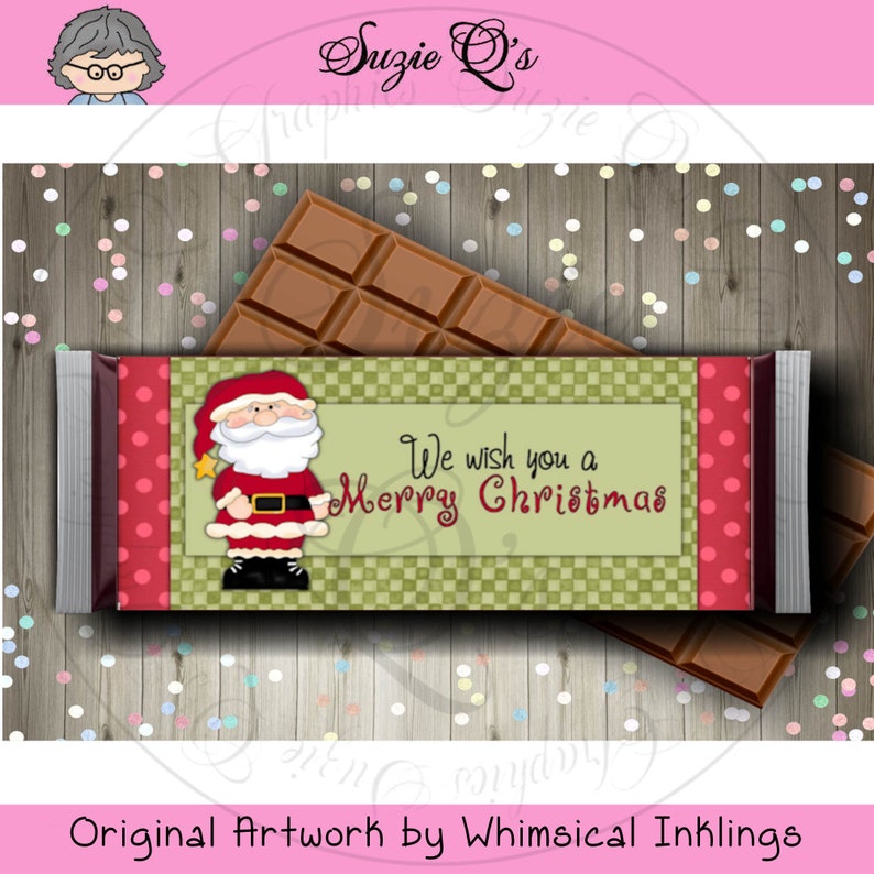 Jolly Santa Candy Bar Wrapper Digital Printable Immediate | Etsy
