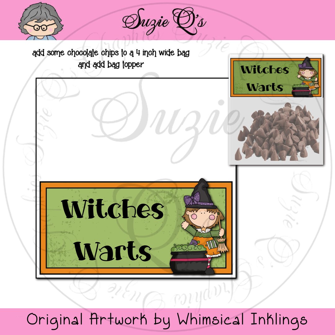Witches Warts Bag Topper - Digital Printable - Immediate Download - Etsy