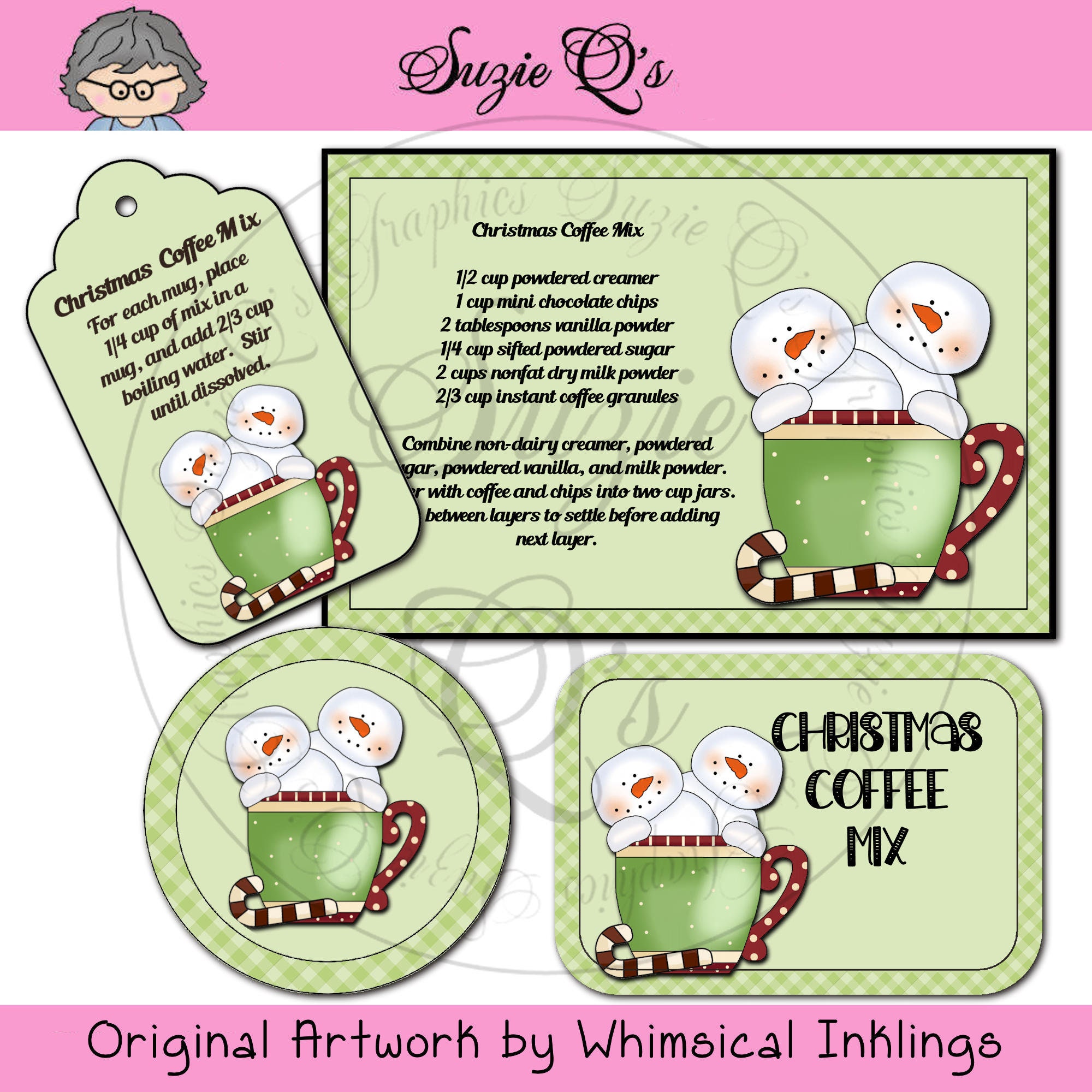 Christmas Coffee Mix in a Jar - Labels, Tag and Recipe - Digital ...