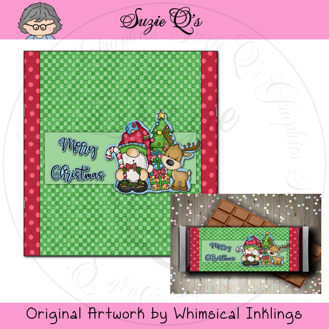 Merry Christmas Gnome Candy Bar Wrapper - Digital Printable - Immediate ...