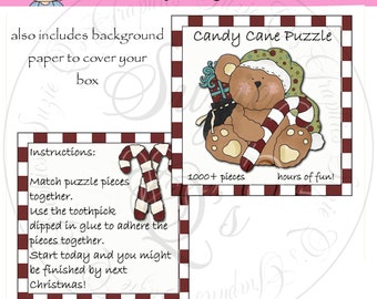 Candy Cane Puzzle Labels Digital Printable Great Craft - Etsy