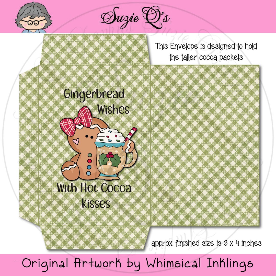 Gingerbread Wishes Cocoa Envelope Sized for Taller Packets - Digital ...