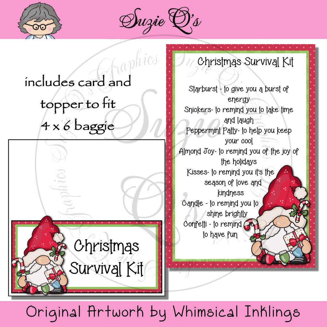 Christmas Survival Kit Includes Topper and Card - Digital Printable ...
