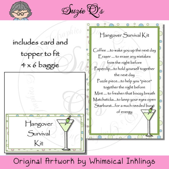 Hangover Survival Kit Digital Printable Immediate Download | Etsy