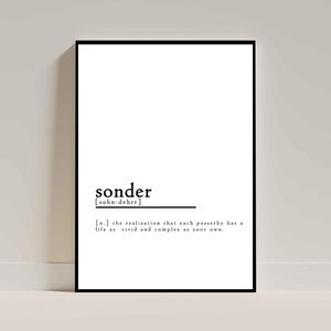 Sonder Definition, Poster Print, Inspirational Wall Art, Classroom ...