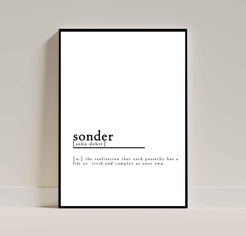 Sonder Definition, Poster Print, Inspirational Wall Art, Classroom ...