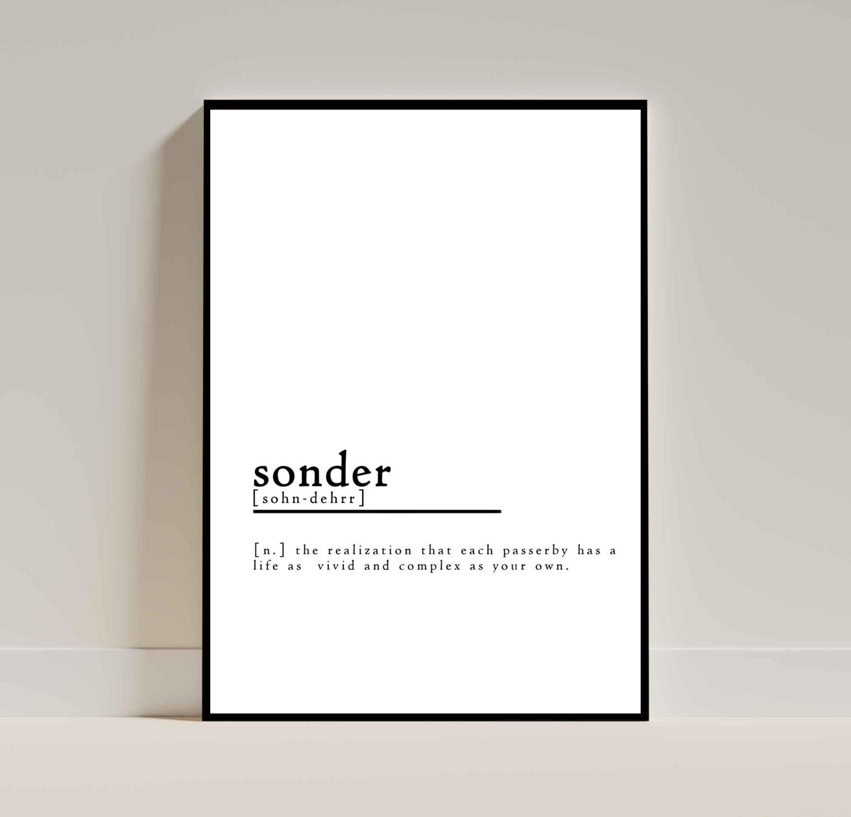Sonder Definition, Poster Print, Inspirational Wall Art, Classroom ...