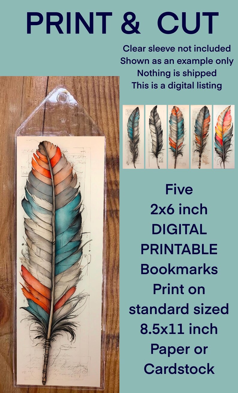 Printable Bookmarks, Instant Download, Digital, Collage, Mixed Media ...