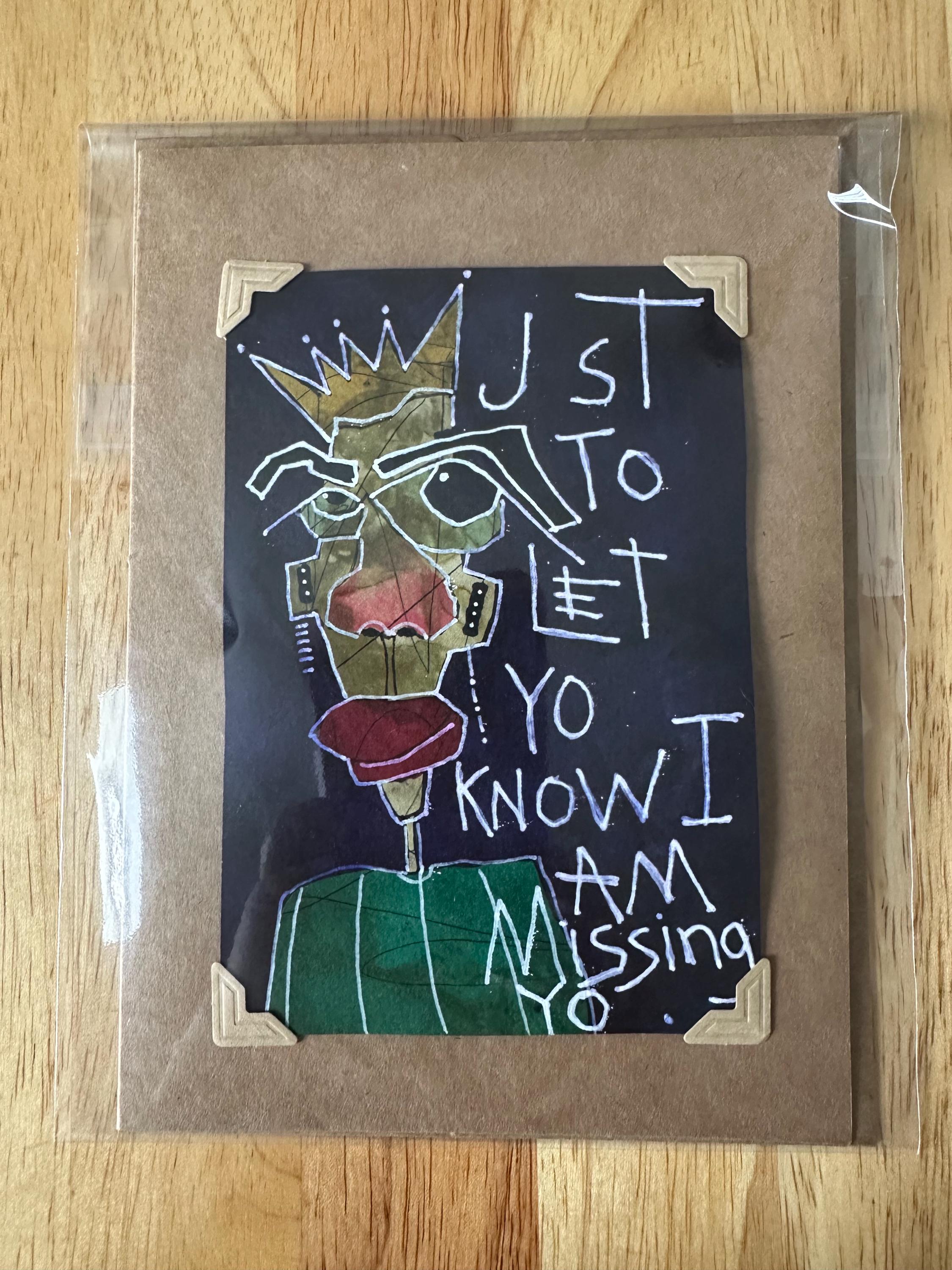 GREETING CARD Blank MISSING Hand-painted Removable Wonky Portrait on ...