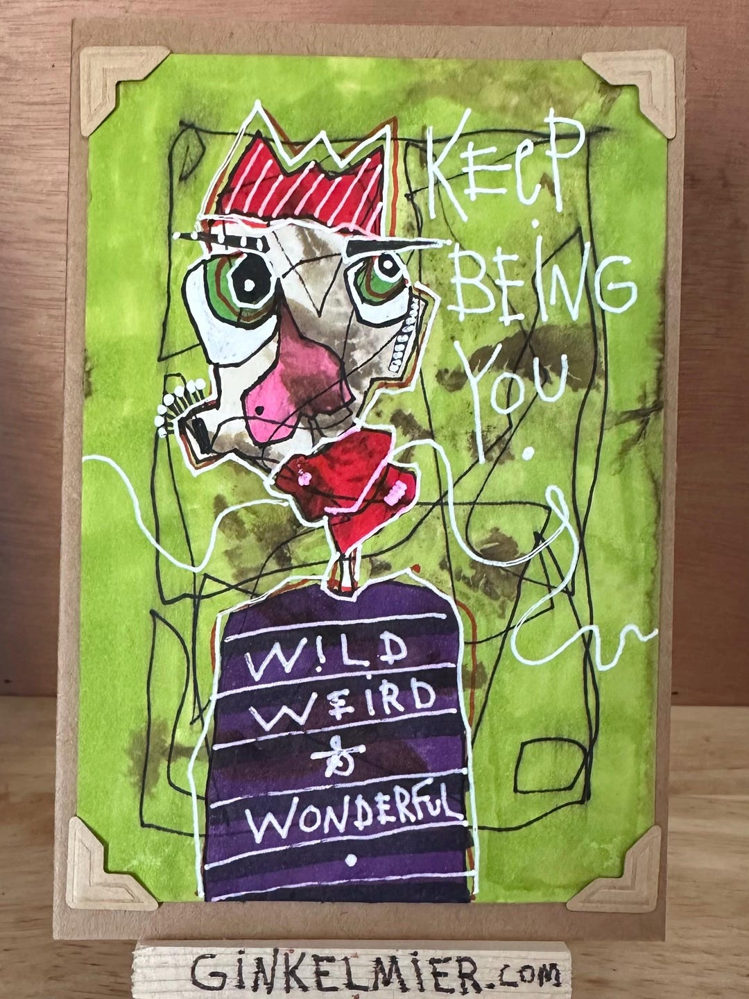 GREETING CARD Blank Hand-painted Removable Wonky Portrait on ...