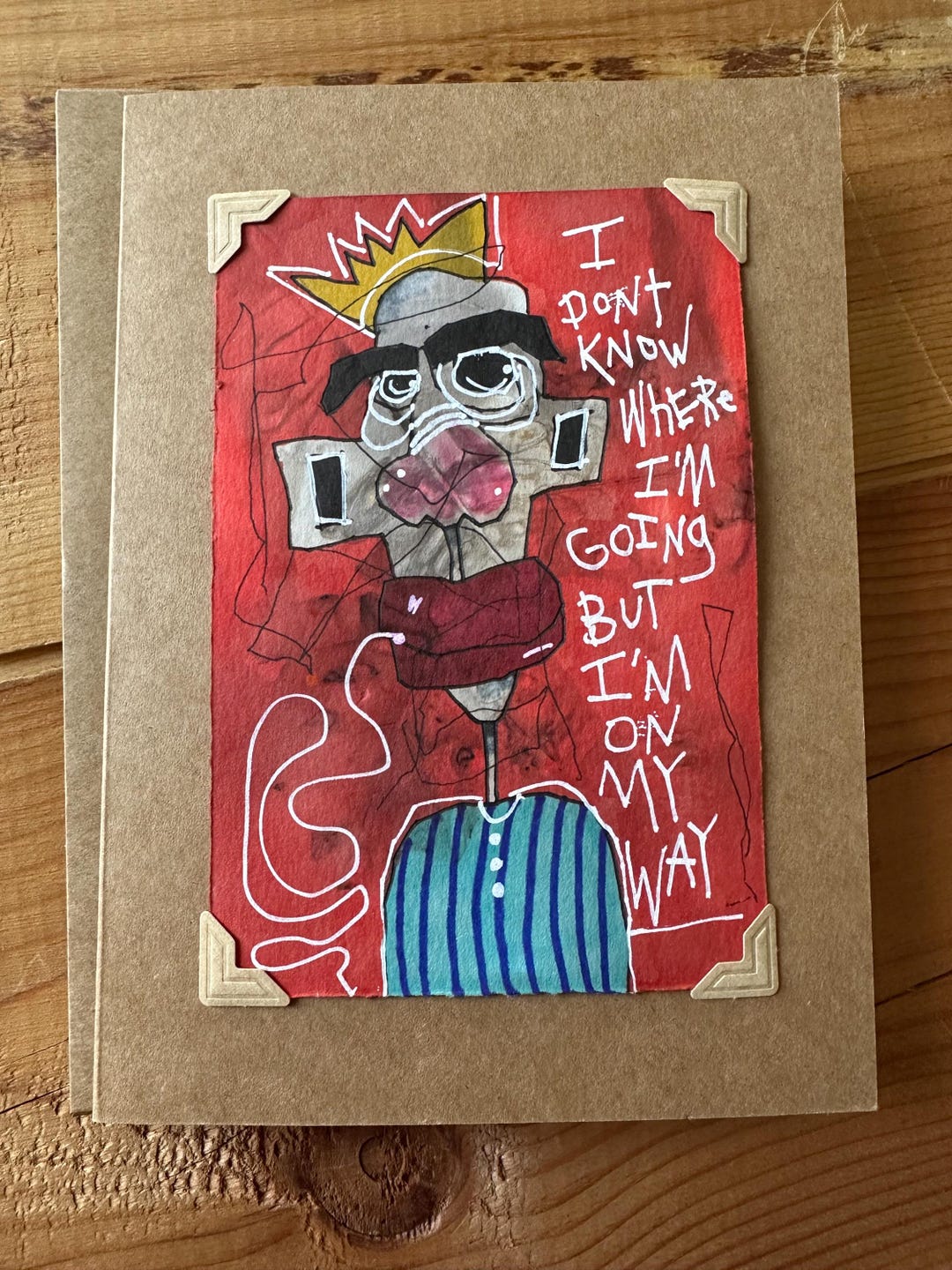 BLANK GREETING CARD With Original Hand Painted Removable Wonky Portrait ...