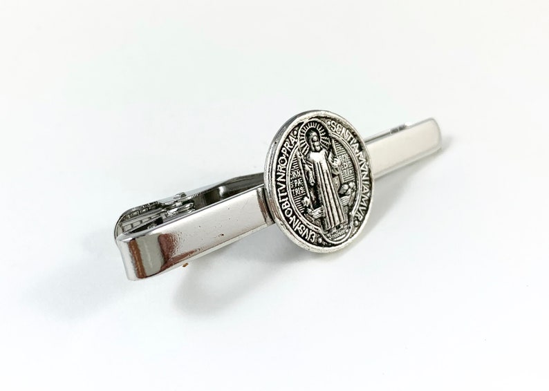 St Benedict Medal Tie Bar, St Benedict Medal Tie Clip, Religious Tie ...