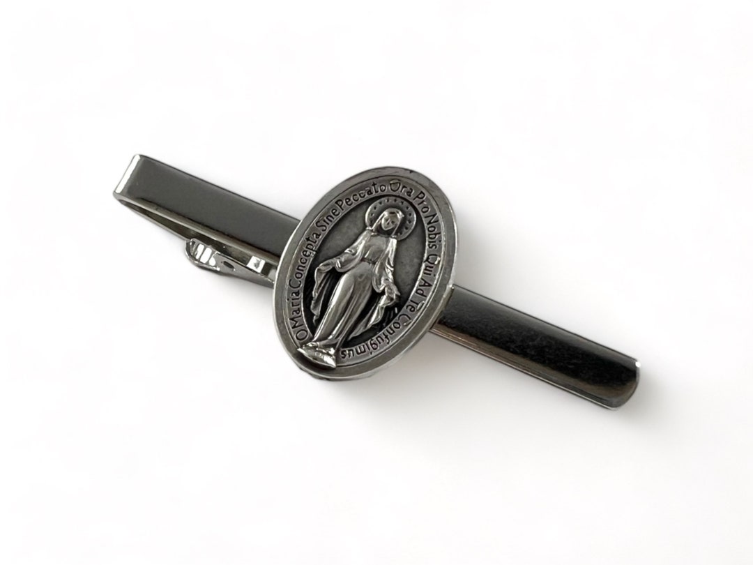 Miraculous Medal Tie Bar, Miraculous Medal Tie Clip, Religious Tie Bar ...