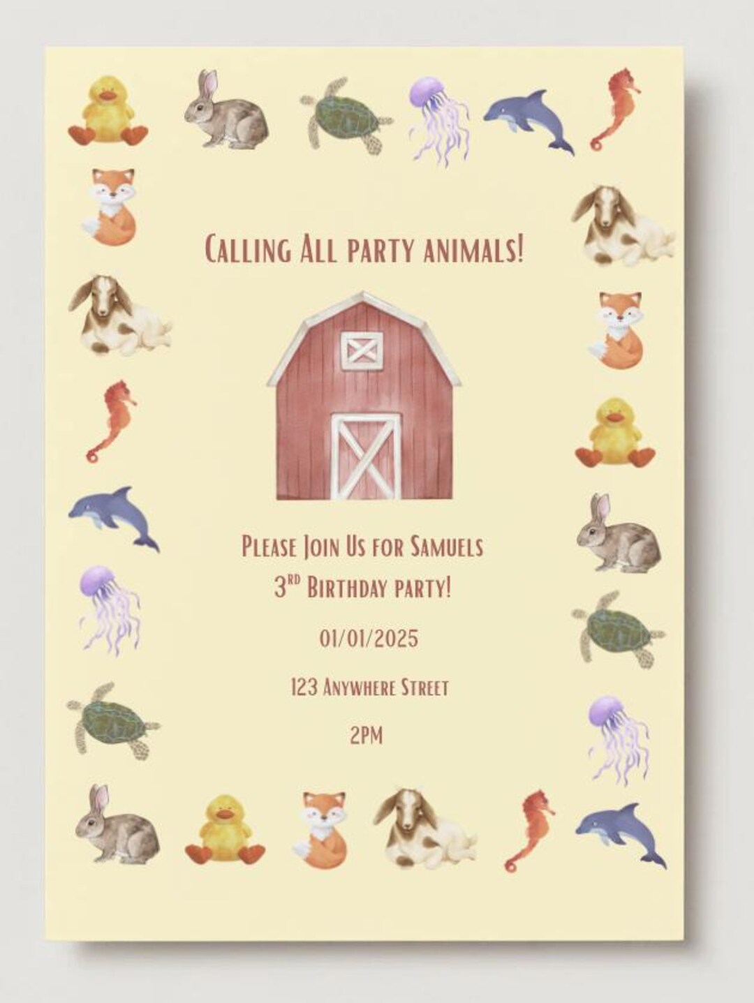 Farm, Party Animal Birthday Invitation - Etsy