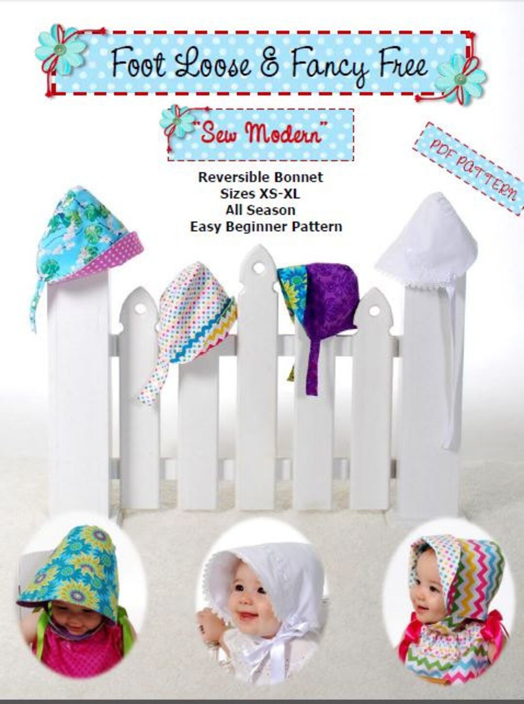 Summer Sunbonnet - Heirloom Bonnet - Sew Modern Reversible Bonnet ...