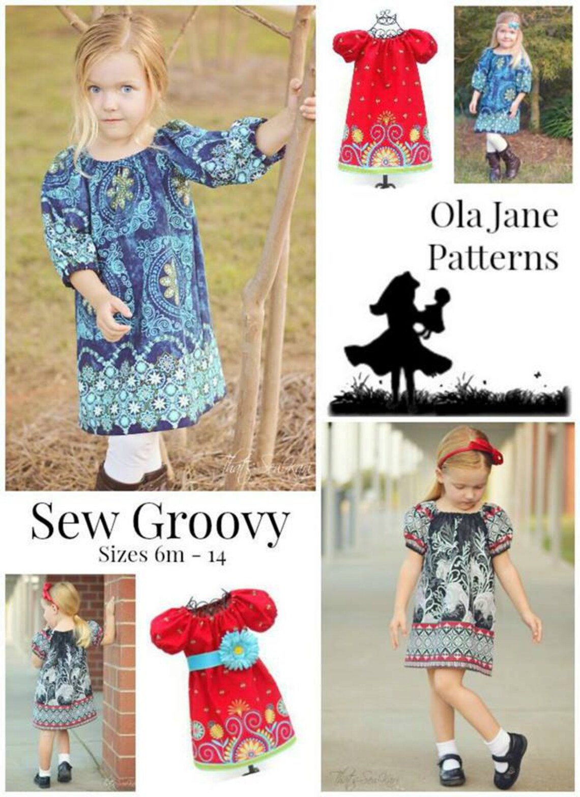 Fall Autumn Teen SEW GROOVY Peasant Dress Pattern - Sizes 6 Months - 14 ...