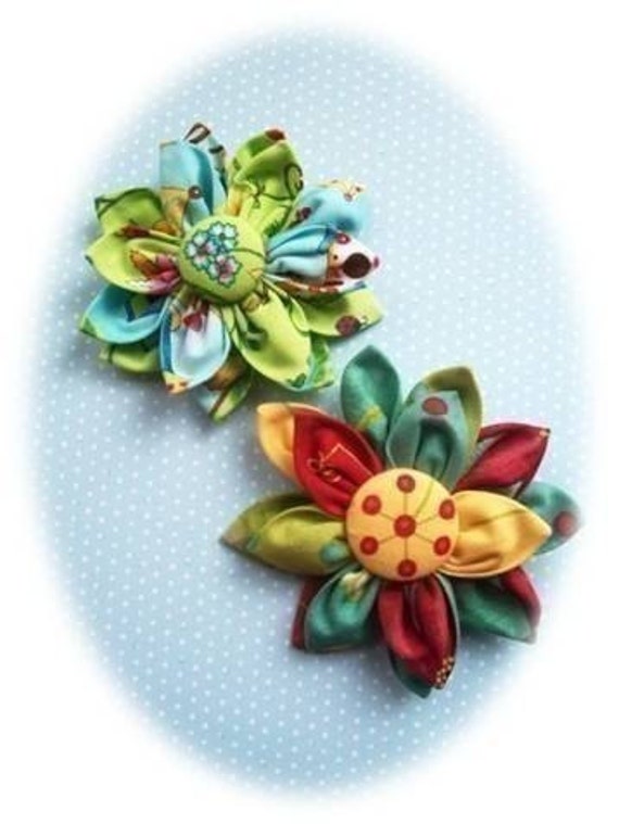 Kanzashi Pattern How To Make Semi Kanzashi Style Fabric Flowers (part