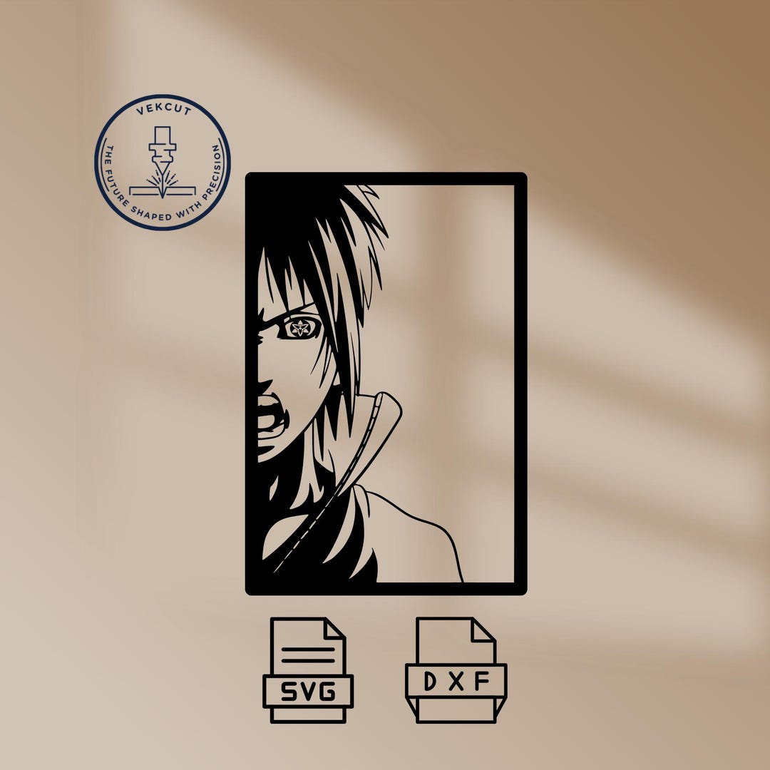 Sasuke Uchiha Decor Vector File for Laser Cutting, Metal & Wood CNC ...