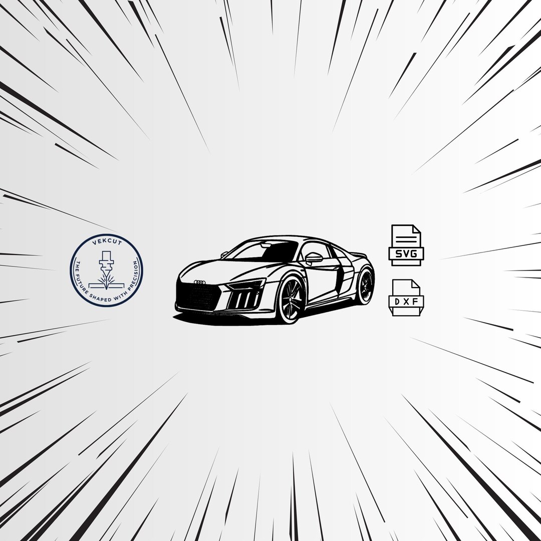 Audi-r8 Decor Vector File for Laser Cutting, Metal & Wood CNC Machine ...