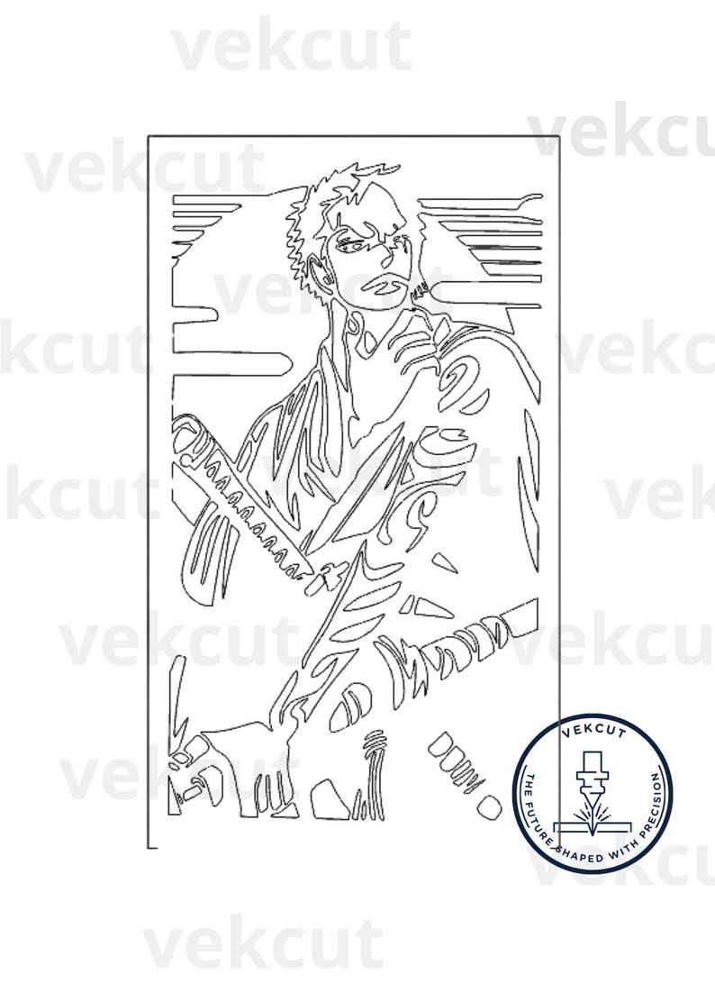 Roronoa Zoro Decor Vector File for Laser Cutting, Metal & Wood CNC ...