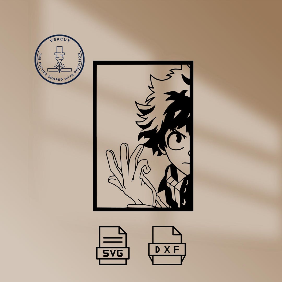 Izuku Midoriya Decor Vector File for Laser Cutting, Metal & Wood CNC ...