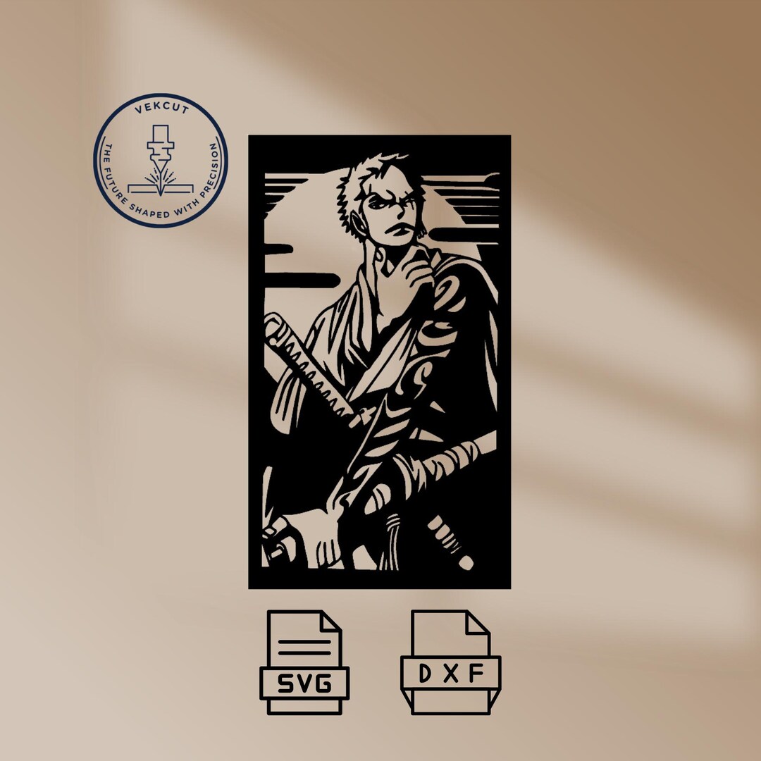 Roronoa Zoro Decor Vector File for Laser Cutting, Metal & Wood CNC ...