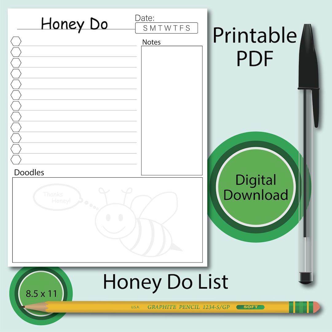 Honey Do List, Fillable PDF, Download, Chore List, Family Communication ...