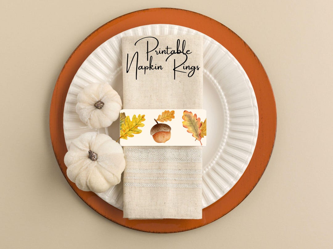 Printable Acorn Napkin Rings Digital Download DIY Paper Napkin Bands ...