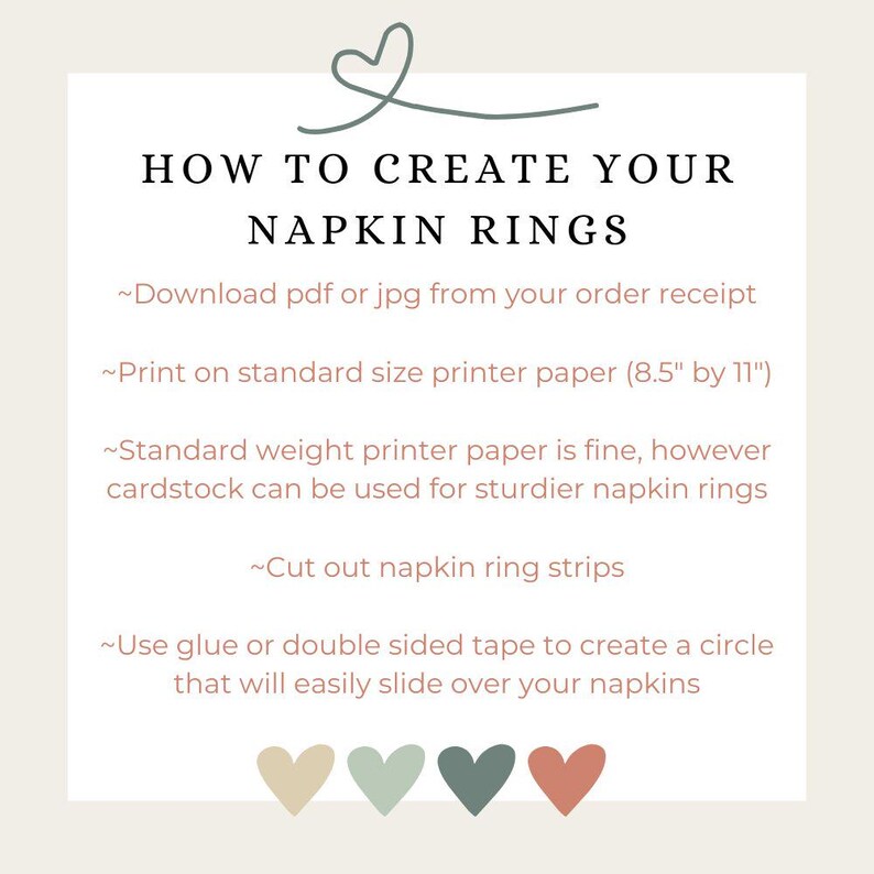 Printable Autumn Floral Napkin Rings Digital Download Fall Leaf ...