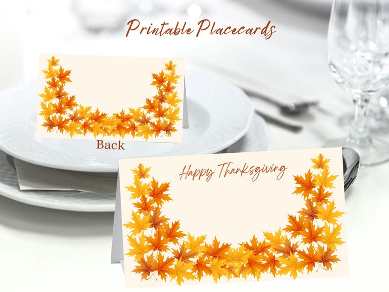 Printable Thanksgiving Place Cards Digital Download Happy Thanksgiving ...