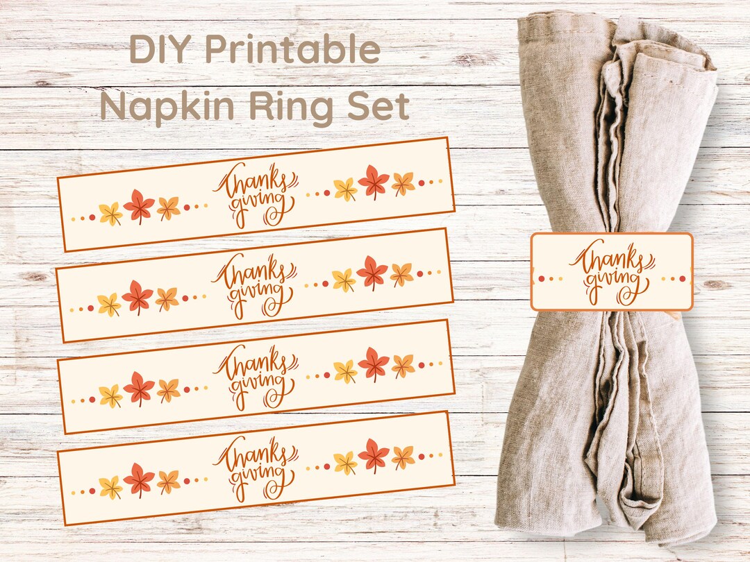 Printable Thanksgiving Napkin Bands Digital Download DIY Paper Napkin ...