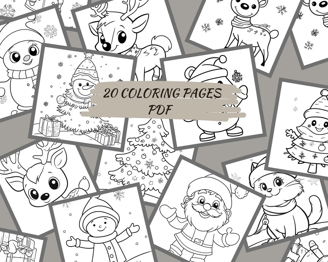20 Printable Digital Coloring Pages, Christmas Coloring Pages - Etsy
